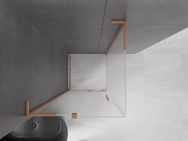 Mexen Velar L, sprchový kout s posuvnými dveřmi 90 x 90 cm, 8mm sklo námraza, měděná matná, 871-090-090-33-65