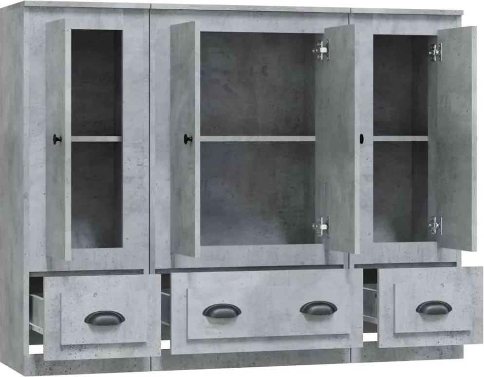 Příborníky 3 ks betonově šedé kompozitní dřevo 3185299