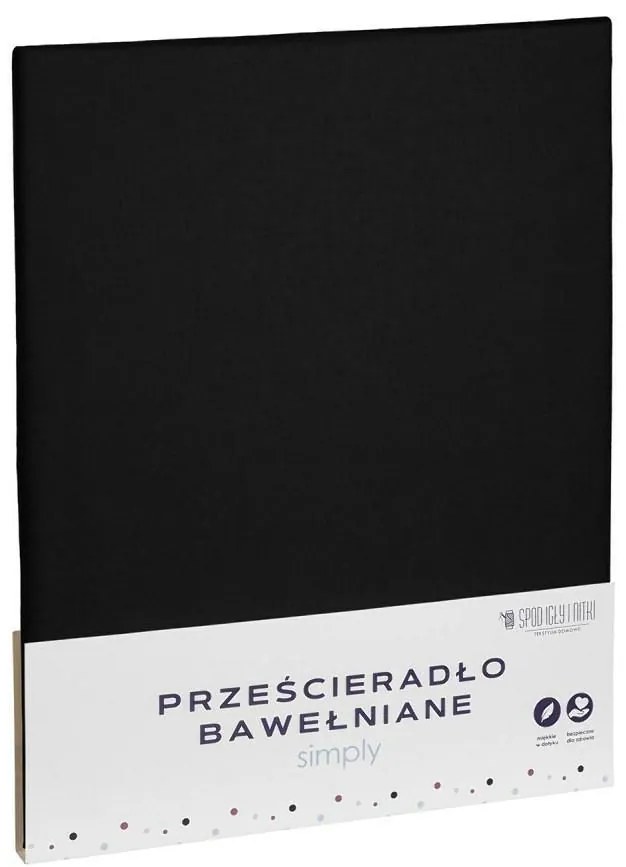 Spod Igły i Nitki Bavlněné prostěradlo 160x200 černé jednobarevné Jednoduše