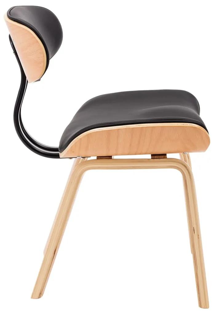 Jídelní židle 2 ks černé ohýbané dřevo a umělá kůže,  283125