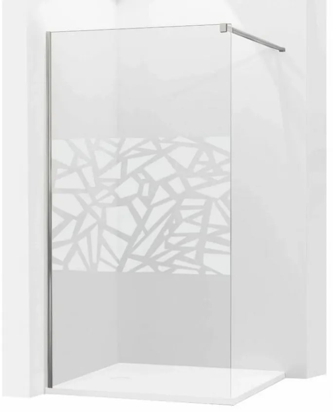 Mexen Kioto sprchová zástěna WALK-IN 8mm, 140x200 cm, bílý vzor, 800-140-000-00-85