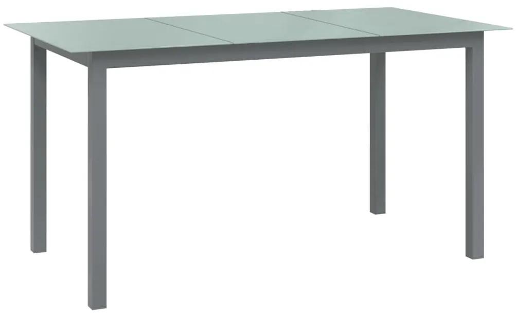 312204 vidaXL Zahradní stůl světle šedý 150 x 90 x 74 cm hliník a sklo