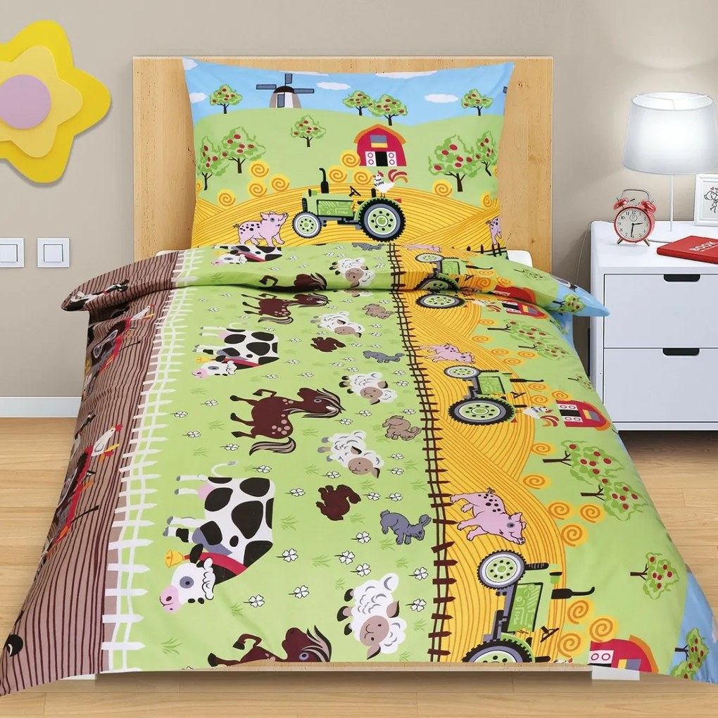 Bellatex Dětské bavlněné povlečení Junior Farma, 140 x 200 cm, 70 x 90 cm, 140 x 200 cm, 70 x 90 cm Biano.cz