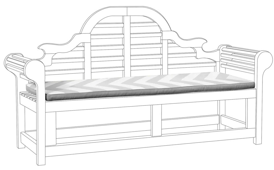 Šedo-béžový sedák na lavici s cik-cak vzorem 152 x 52 x 5 cm - MARLBORO