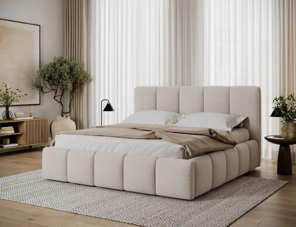 Postel Edvige + Dřevěný rám + plynový výtah + kontejner 180x200