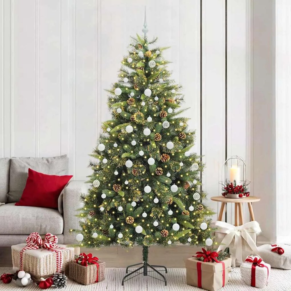 Umělý sklopný vánoční stromeček s kužely Zelená 210 cm 3395101