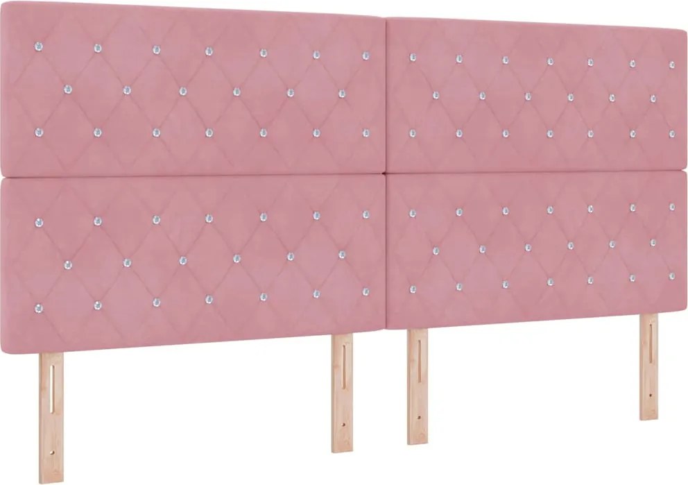 Postel s boxspringem s čelo Růžová 200 x 200 cm samet 3340897