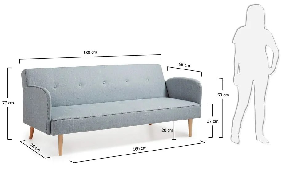 Světle šedá rozkládací pohovka La Forma Kail
