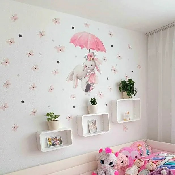 INSPIO Dětské samolepky na zeď - Růžoví motýlci