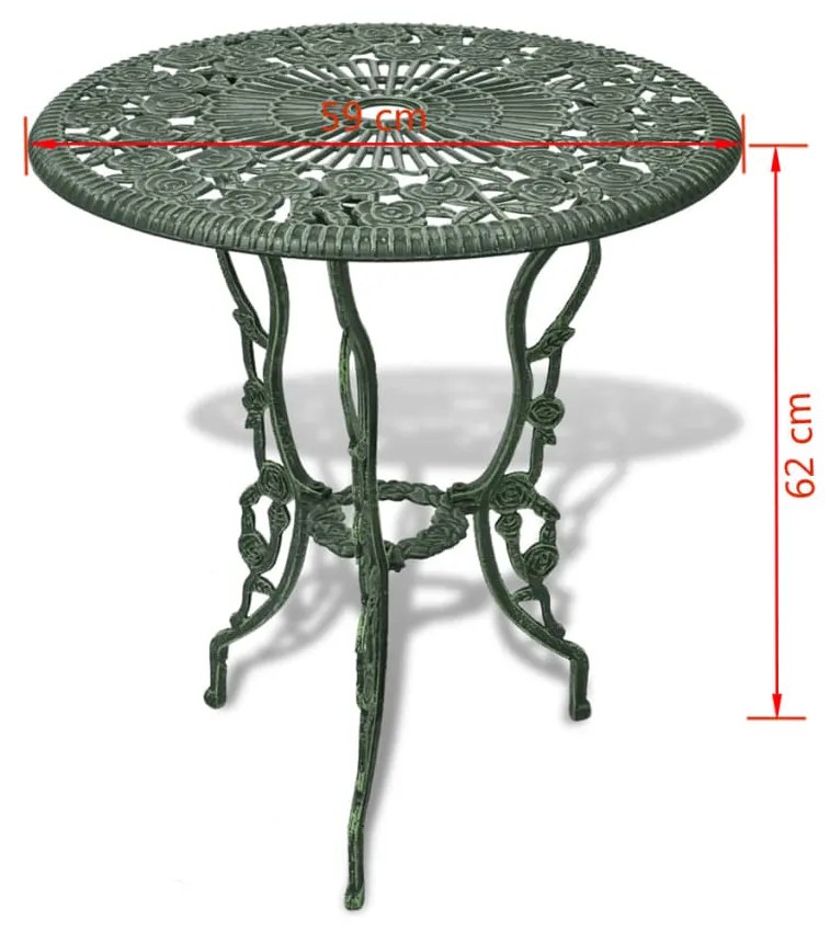 vidaXL Marketos 3dílný bistro set litý hliník zelený