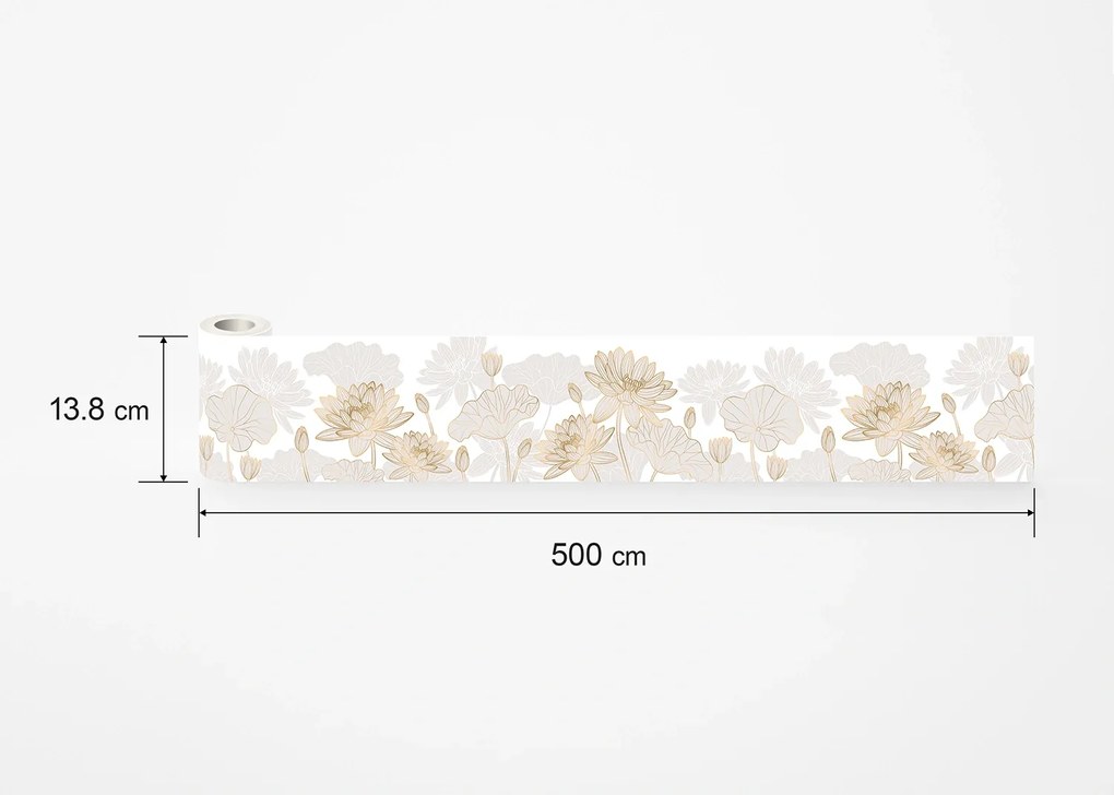 Samolepící bordura na zeď Zlaté Chryzantémy | 5 m x 13.8 cm | DWB8437
