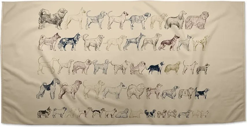 Sablio Ručník Psí plemena - 70x140 cm