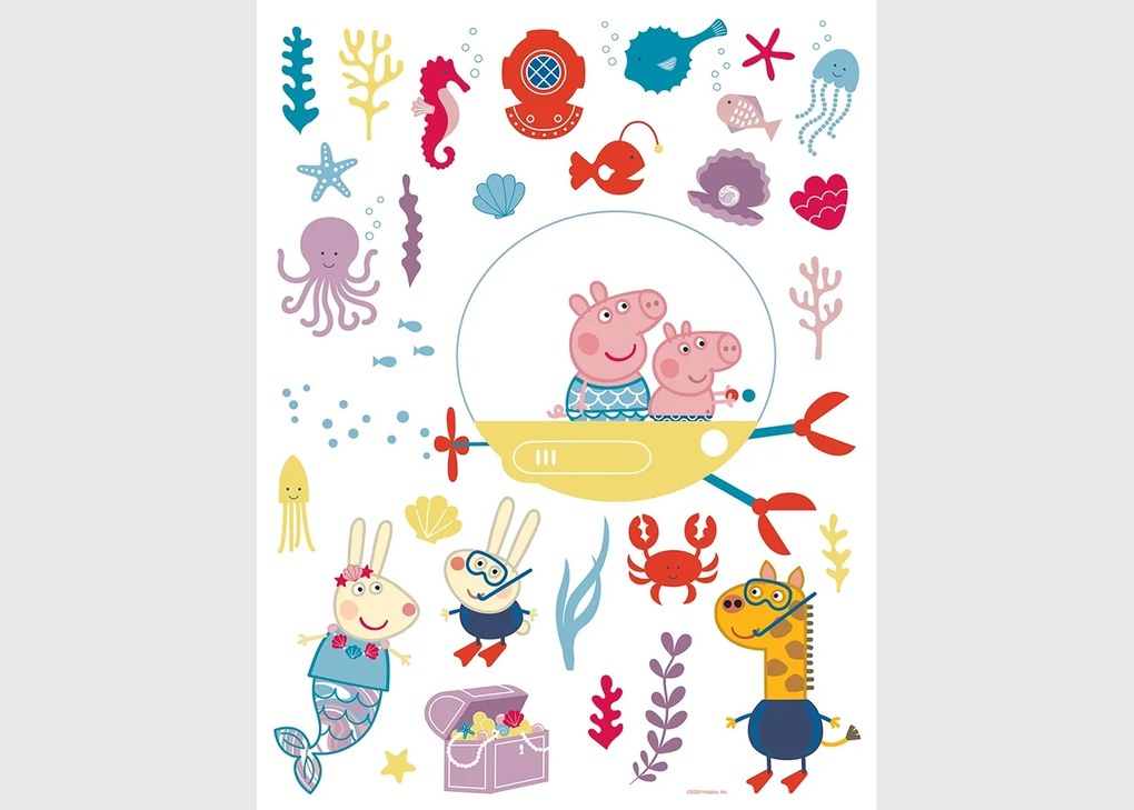 Dětská samolepka na zeď Prasátko Peppa Svět Pod Vodou | 65 x 85 cm | DDK2343