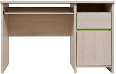 Dětský psací stůl Insert, LTD + MDF, dub světlý belluno / zelená, 120x77x51 cm