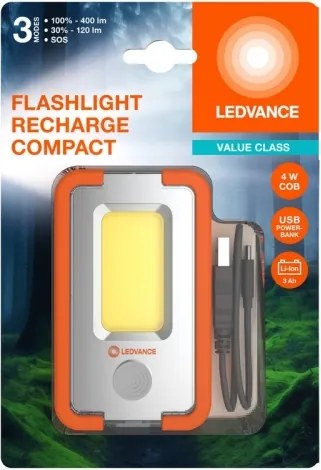 LED svítilna LEDVANCE FLASHLIGHT COMPACT RECHARGE 3000mAh s funkcí powerbanky