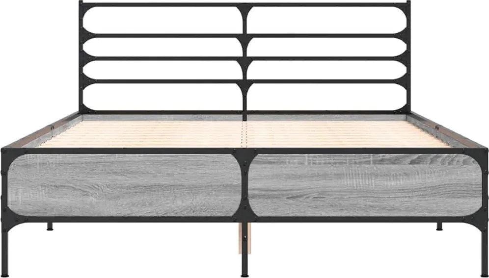 Rám postele šedý sonoma 120 x 200 cm kompozitní dřevo a kov 3280040