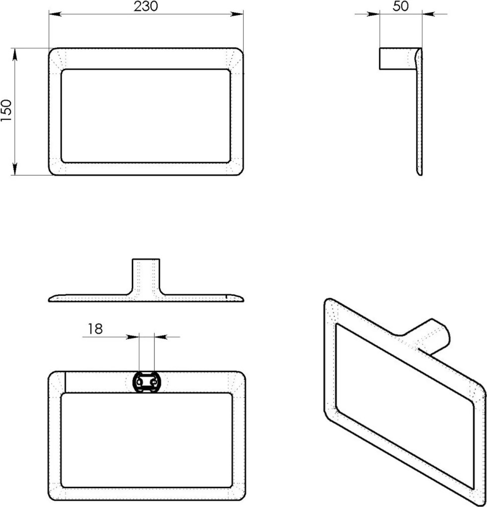Gedy, PIRENEI držák ručníků kruh, černá matná, PI7014