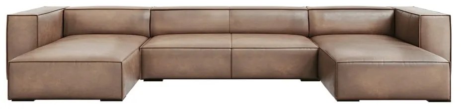 Světle hnědá kožená rohová pohovka (do "U") Madame – Windsor &amp; Co Sofas