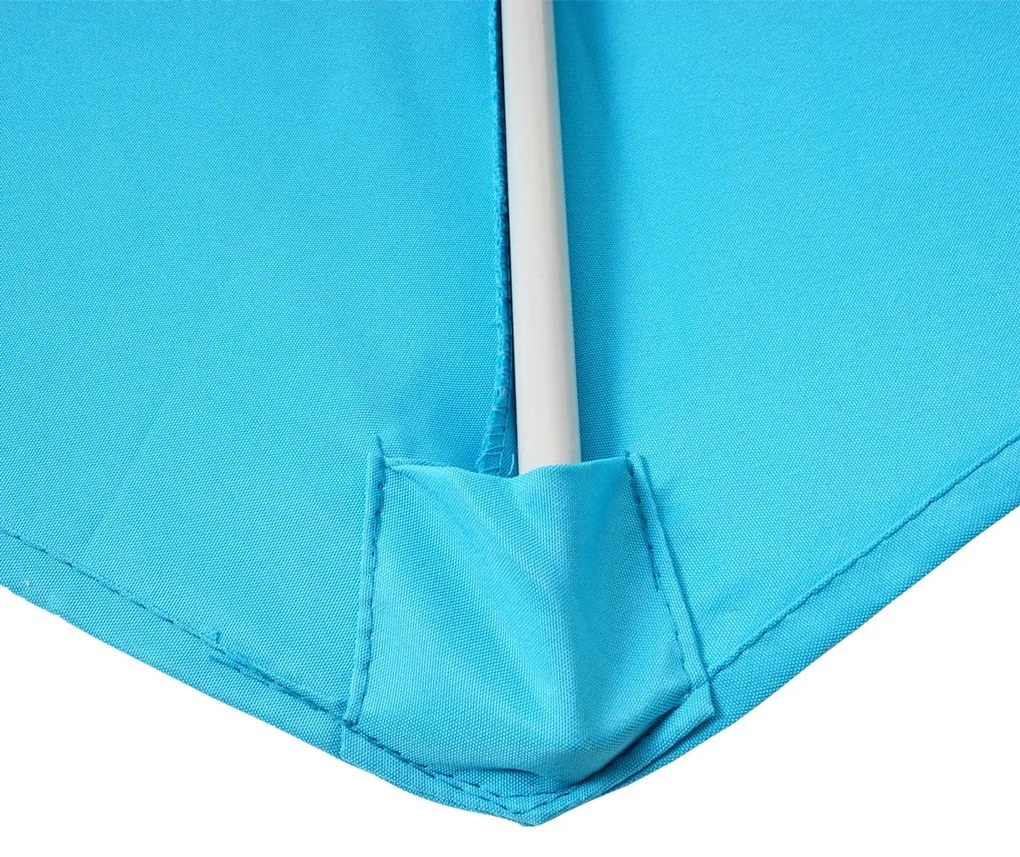 Slunečník půlkruh Parla - polyester/hliník - 300cm tyrkysový bez stojanu