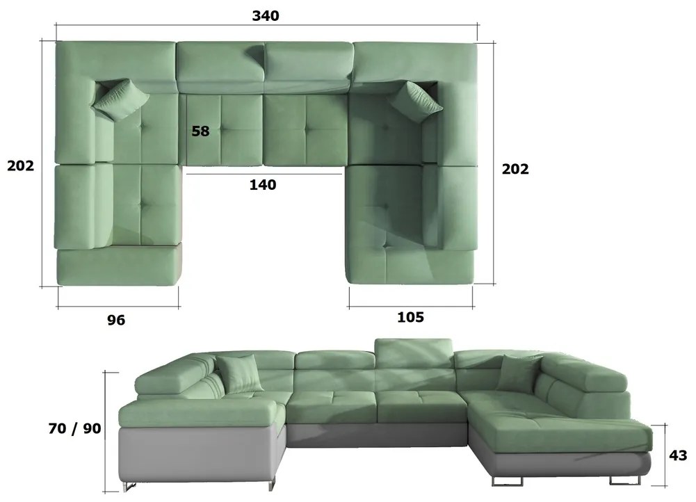 Eltapmeble Rohová rozkládací sedací souprava Letto - Soro 34 / Soft 29 (barva potahu) - levá