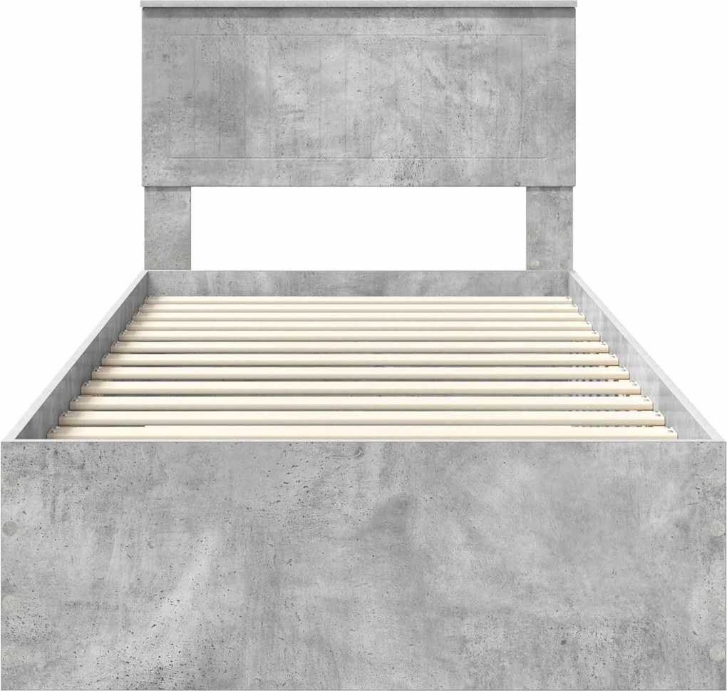 Rám postele s čelo Betonově šedá 90 x 200 cm Kompozitní dřevo 3410943