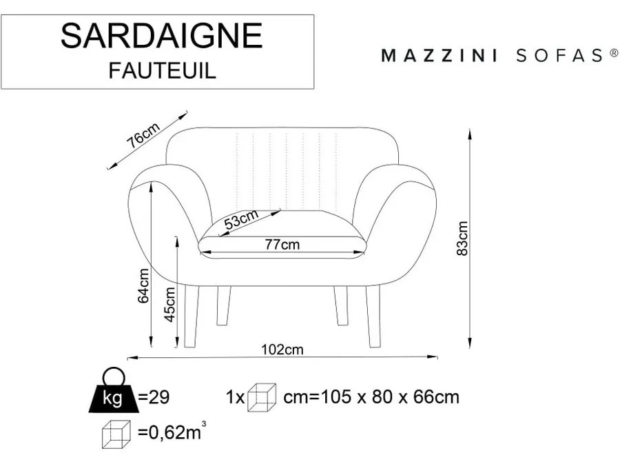 Šedé sametové křeslo Mazzini Sofas Sardaigne
