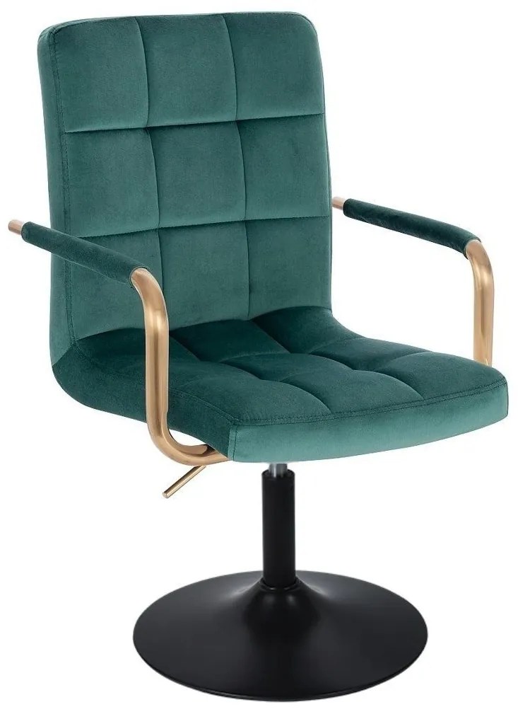 LuxuryForm DESIGN Otočná židle VERONA GOLD VELUR na černém talíři - zelená