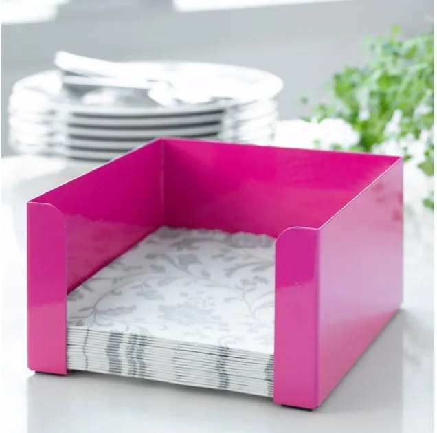 Růžový box na ubrousky Steel Function, 17,5 x 17,5 cm