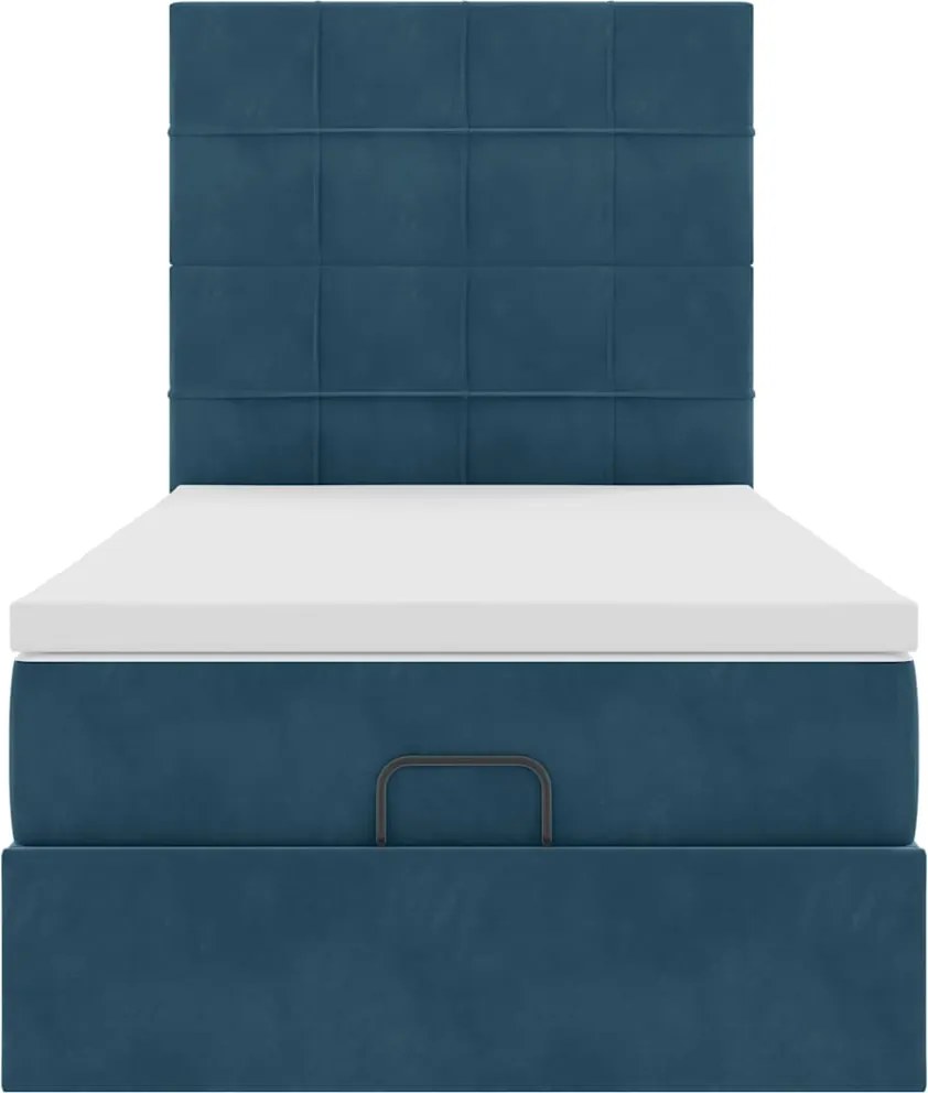 Osmanský rám postele s matracemi tmavě modrá 90x200cm samet 3313449