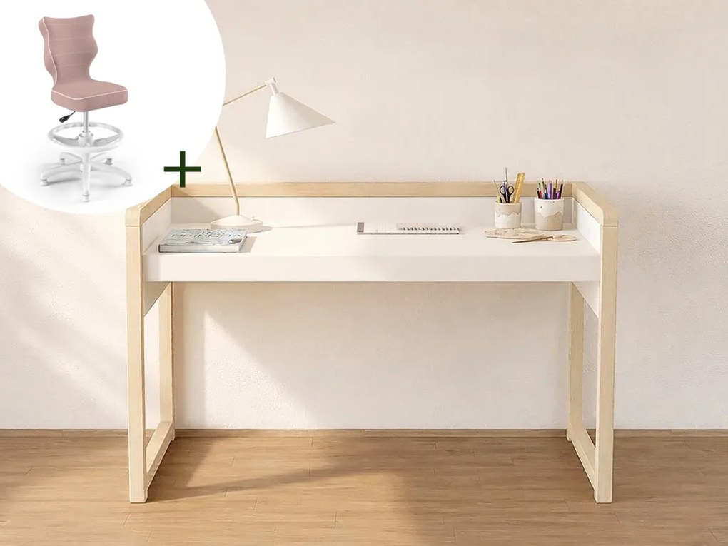 Benlemi Dětský rostoucí stůl STOLLY se dvěma výškami stolu + ergonomická židle STARORŮŽOVÁ Zvolte rozměr židle: dítě 119 - 142 cm (výška stolu 71 - 82 cm)
