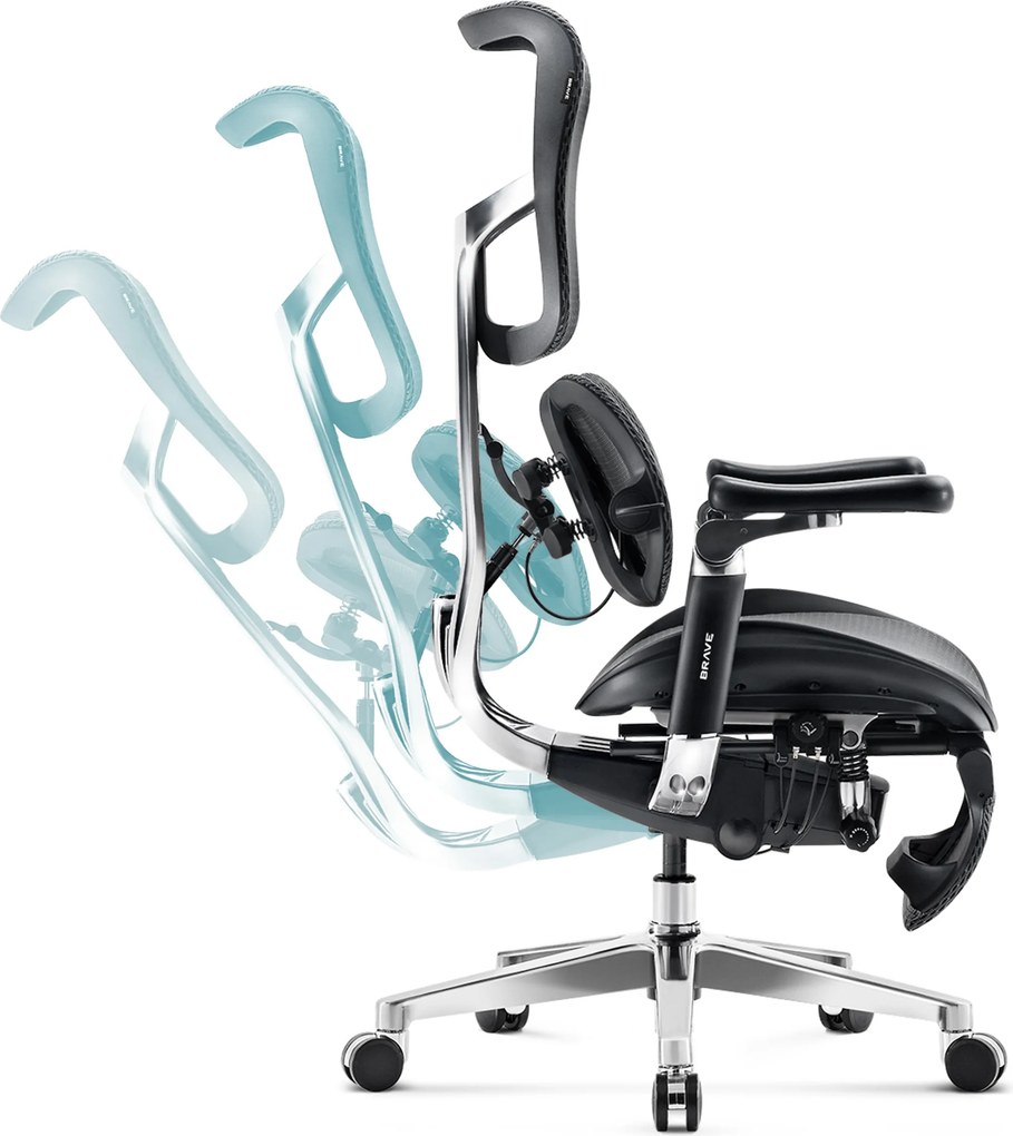 Ergonomická židle s podnožkou černá Premium Normal Size: Diablo V-Kinetic
