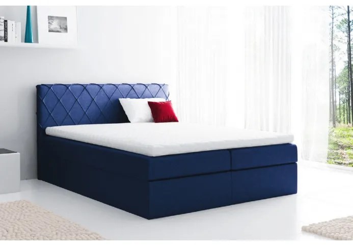 Pohodlná čalouněná postel Perez 160x200, modrá