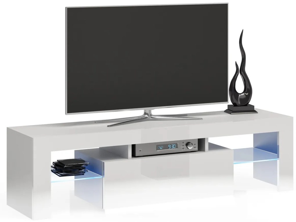 TP Living TV stolek DEKO RTV 140CM bílý lesk/sklo