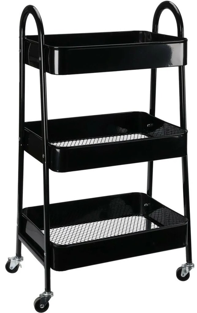 Storage Solutions Kuchyňský kovový vozík 3 patra 44 x 31,5 x 79,5 cm, černá