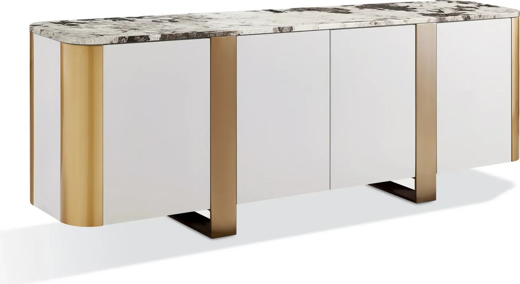 Komoda Stilig ST921 200 cm bílá/zlatá/mramor