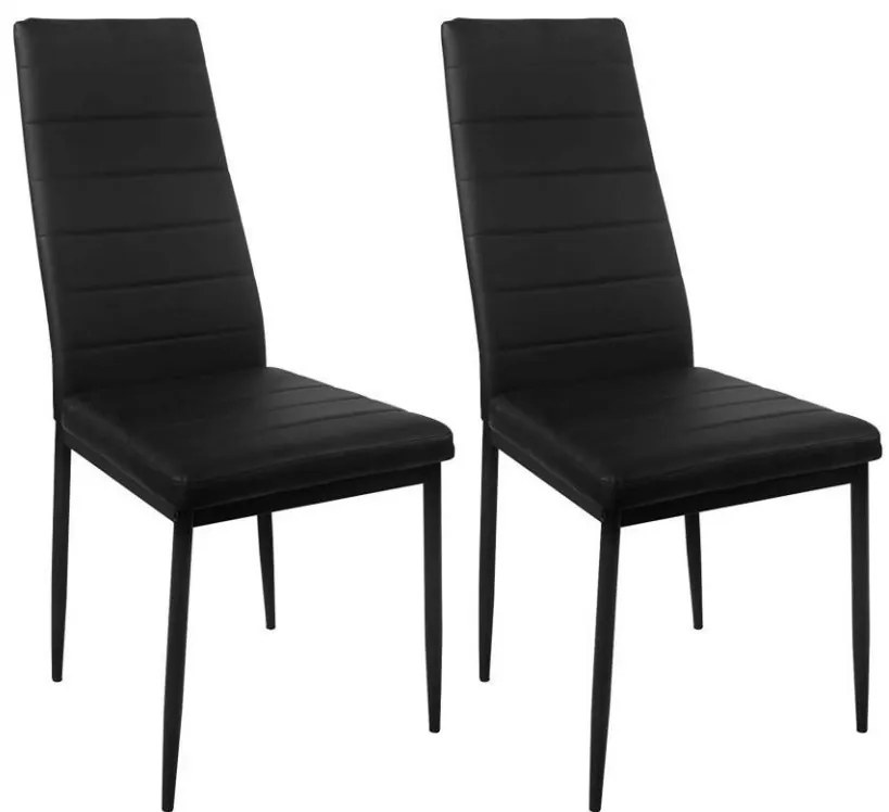 Miadomodo 74410 Sada jídelních židlí s PU kůží, černé, 2 ks