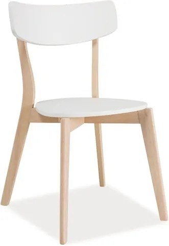 Jídelní židle v bílé barvě a dekoru dub bělený KN437