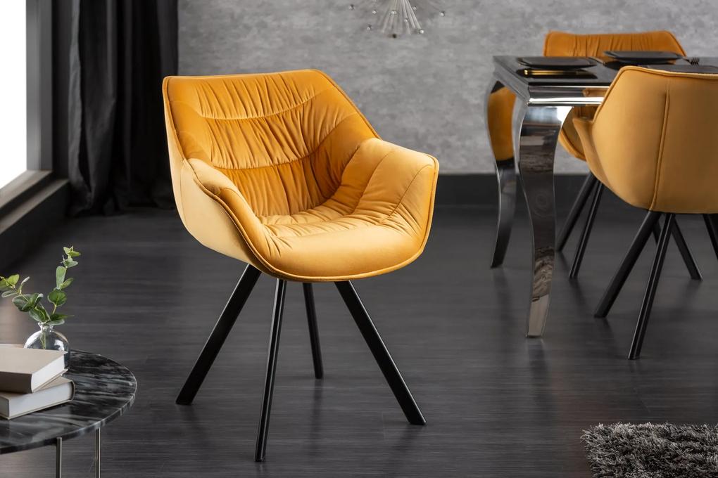 Designová dřevěná kuchyňská židle žlutá - Camprestre