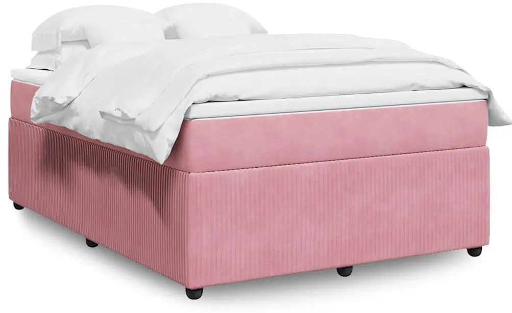 Box spring postel s matrací růžová 140x200 cm samet 3285649