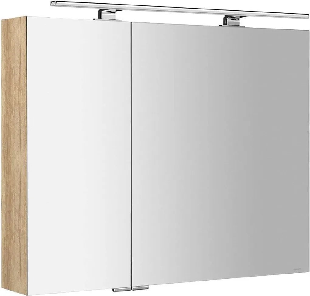 Sapho Mirró - Zrcadlová skříňka s LED osvětlením 90x70x16 cm, 2x dvířka, dub alabama MC090-0022