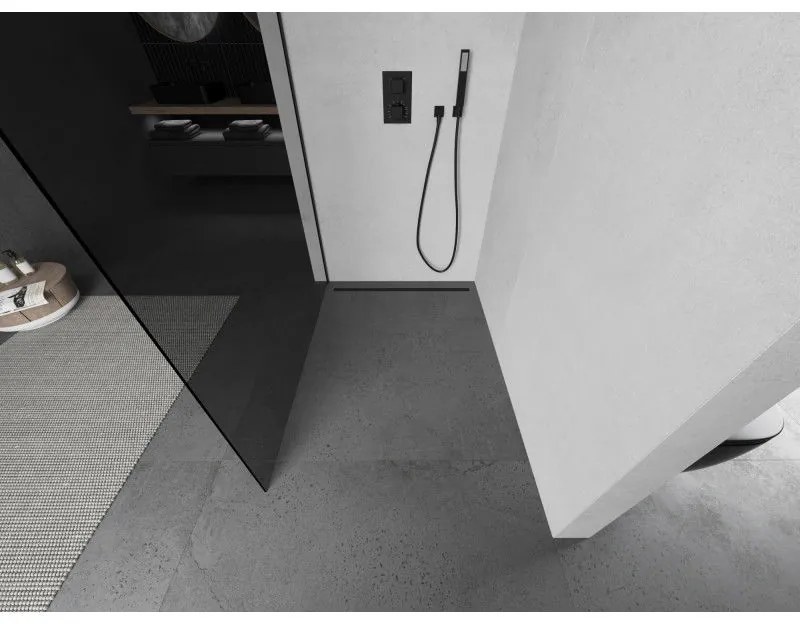 Mexen Kioto sprchová zástěna WALK-IN 8mm, 110x200 cm, sklo šedé-profil černý, 800-110-101-70-40
