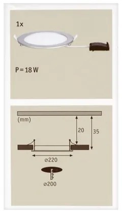 Paulmann 92075 - LED/18W IP44 Koupelnové podhledové svítidlo QUALITY LINE 230V