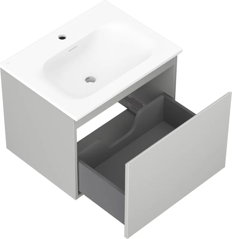 Mexen Orio, koupelnová skříňka 60 cm s umyvadlem Vela, 1 zásuvka, šedá matná/bílá matná, 91A10-06047-1-BF62-W23M01