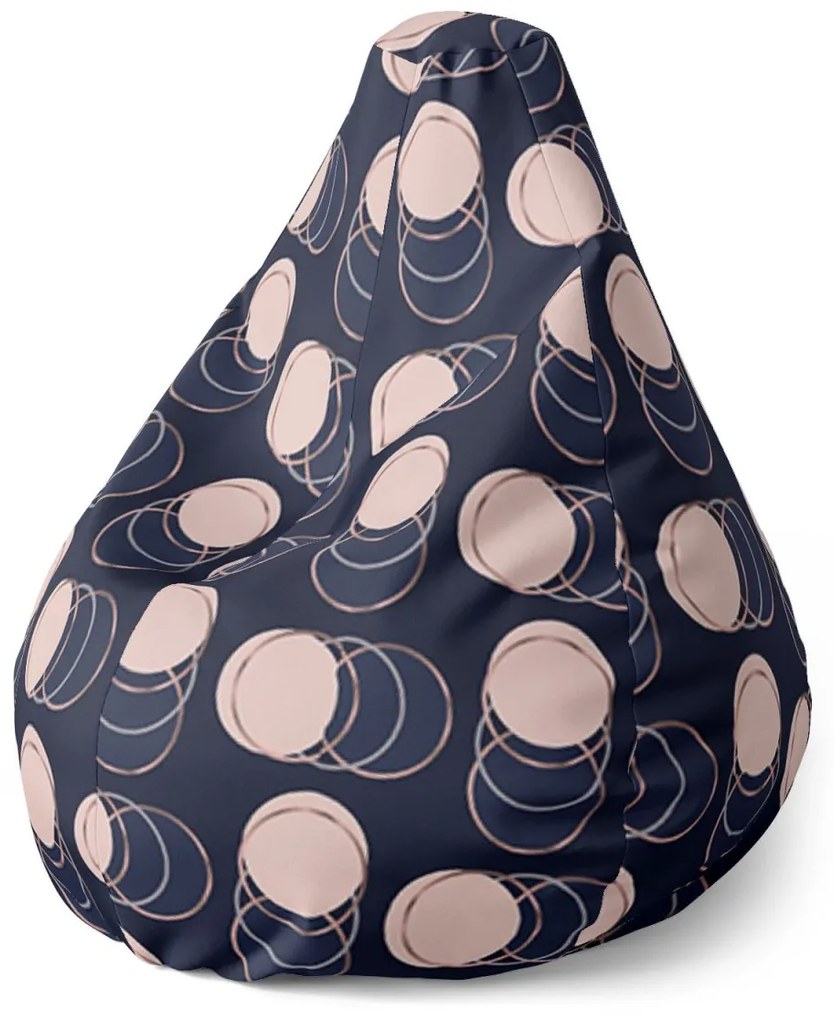 Sablio Sedací vak Pear Kruhy a puntíky - 70 x 95 x 15 cm
