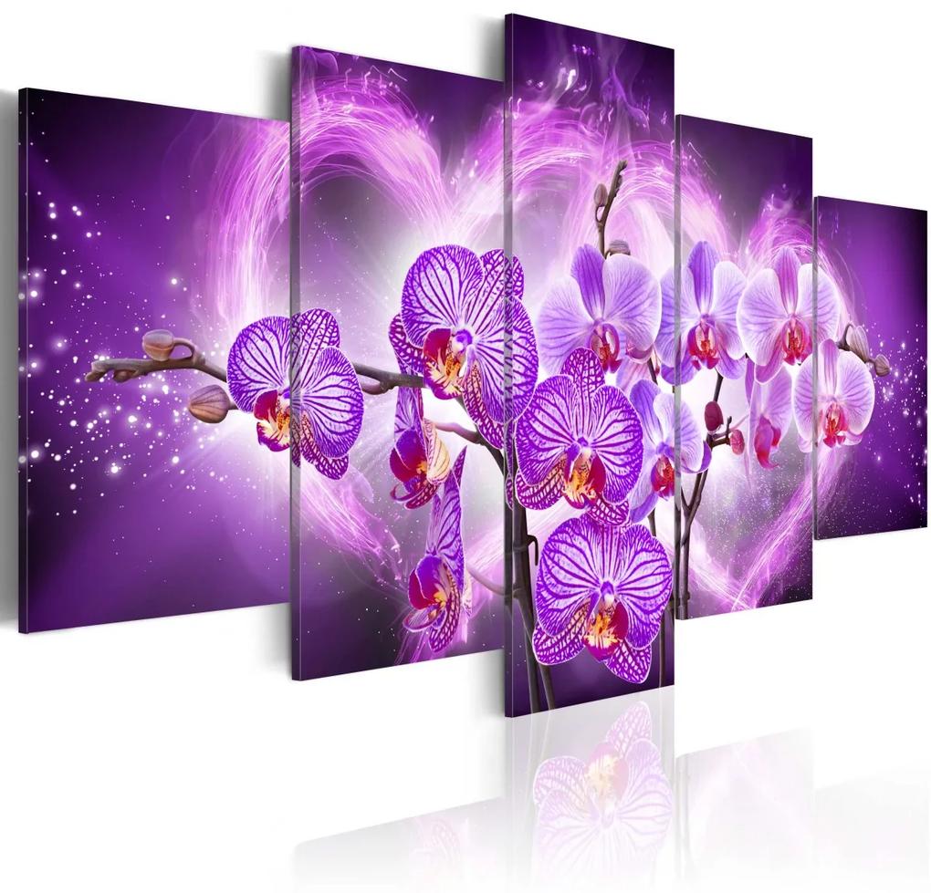 Pětidílný obraz orchidej + háčky a hřebíčky ZDARMA Velikost (šířka x výška): 220x110 cm