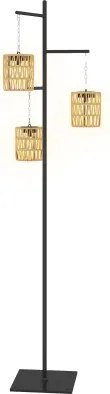 Outsunny solární stojací lampa z ratanu, solární lampy s čidlem světla, 3 světla automaticky, v boho stylu, IP44 stříkající voděodolné