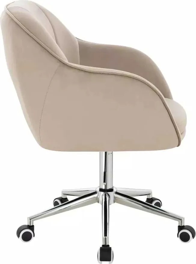 LuxuryForm DESIGN Otočná židle AVOLA VELUR na stříbrné podstavě s kolečky - latte