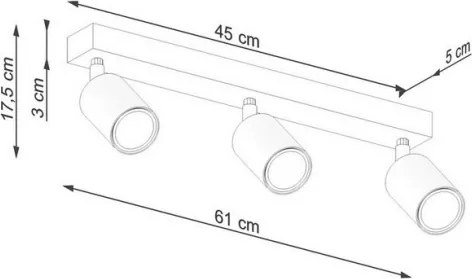 Stropní svítidlo SOLLUX VERDO 3L černé GU10 3x10W bez žárovky SL.1293