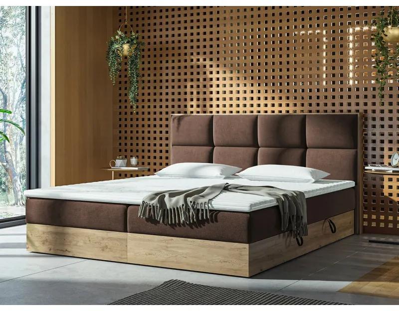 Kontinentálni postel Bogonita, Rozměr postele: 160x200, Potah: zlatý řemeslný dub / Soro 100