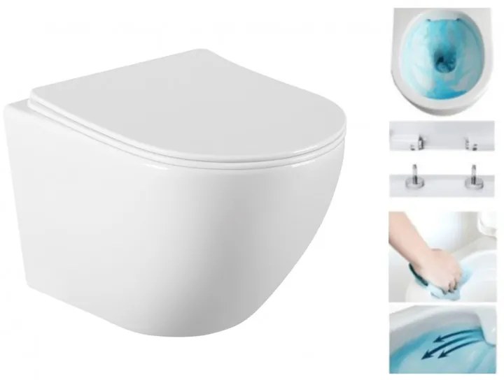 Závěsný set GEBERIT Duofix Basic+ WC LENA Rimless 48 x 36 cm + tlačítko + sedátko, bílá, 3322XX00+39040100